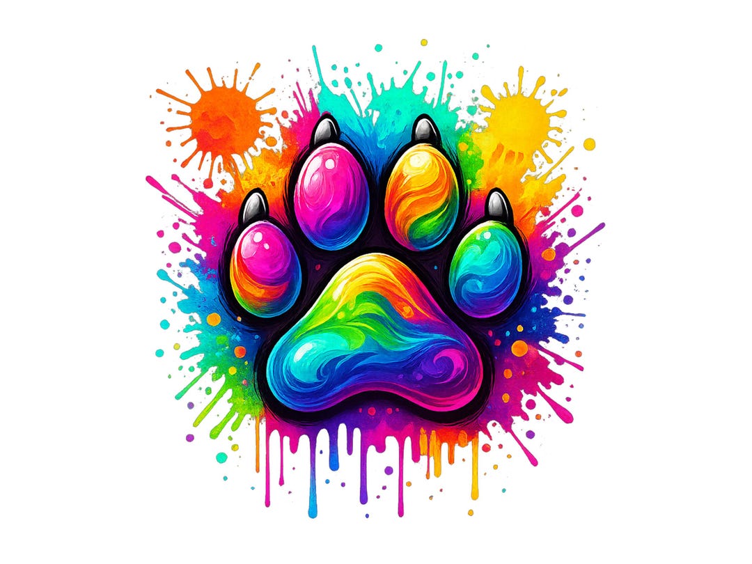 Rainbow Pawprint Clipart PNG, Colorful Dog Paw Print Digital Art, Hand ...