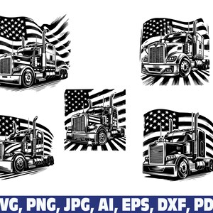 American Flag Trucker Svg Png, Us Truck Driver Flag Svg, Semi Truck ...
