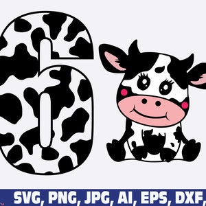 Cow Number Birthday Svg, Birthday Cow Svg, Cow Print Svg, Birthday Girl ...