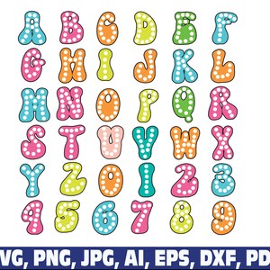 Dalmatian Dots Doodle Bright Alphabet Letters Font Svg Png, Dalmatian ...