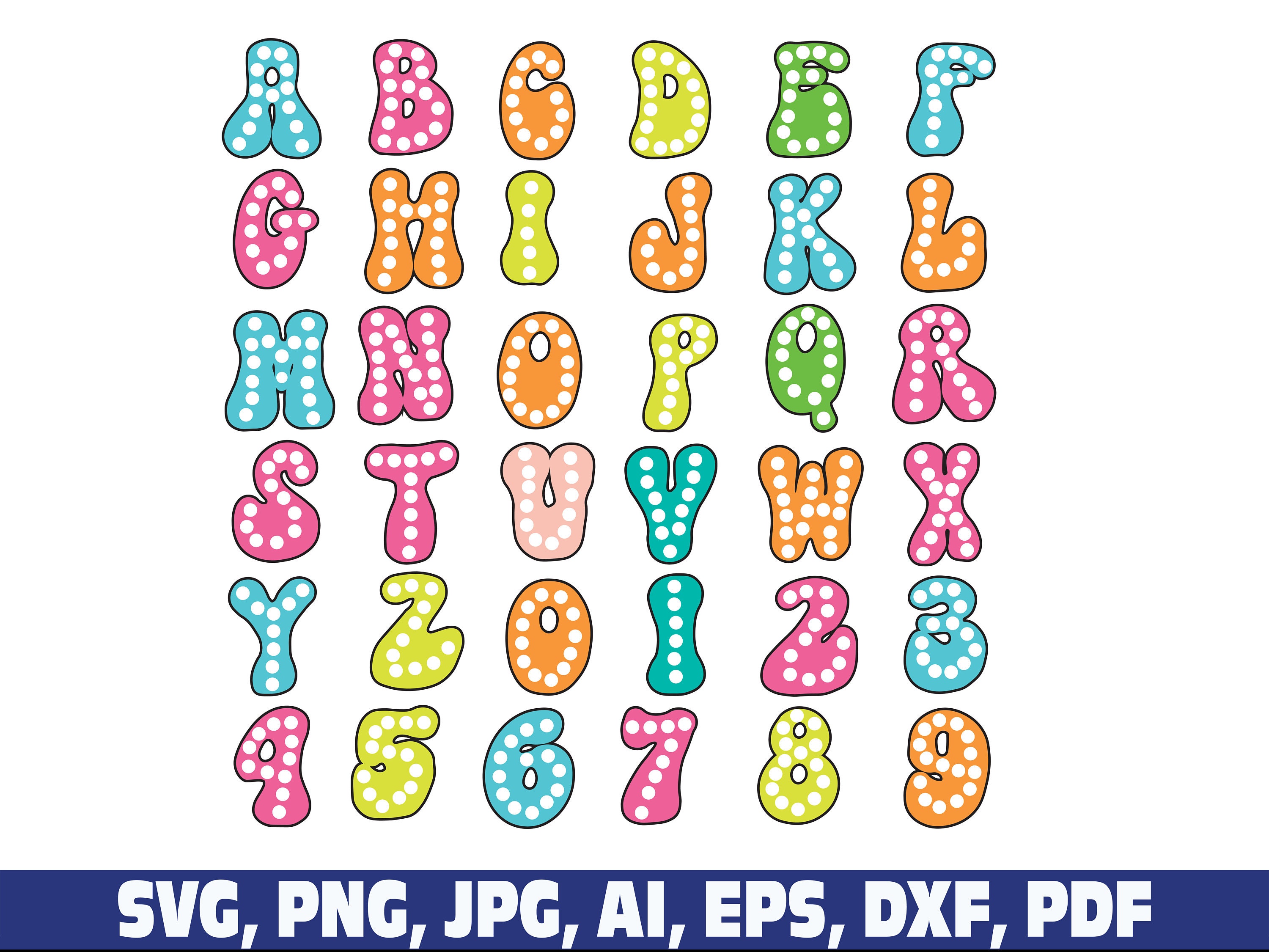 Doodle Bright Alphabet Letters Font Svg Png, Half Cow, 21 Marquee Font ...