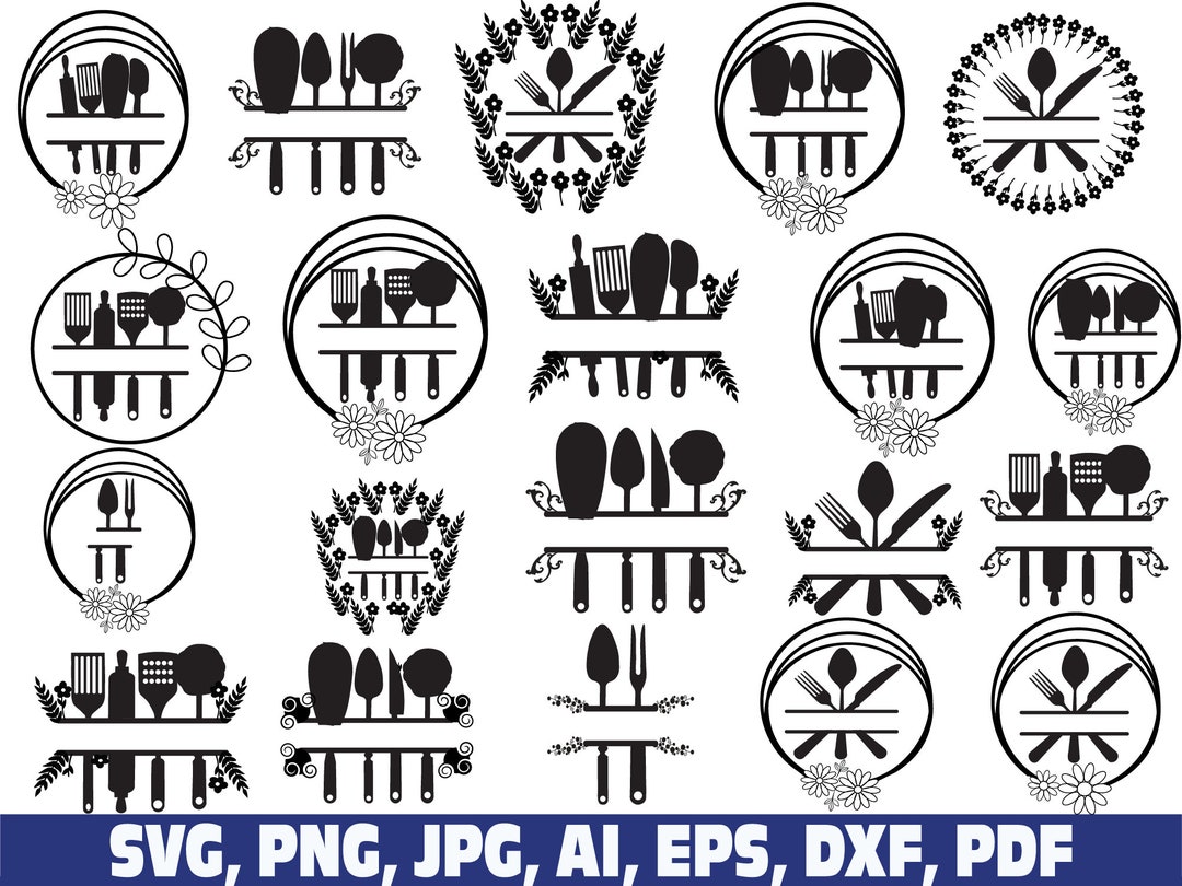 Kitchen Split Frame SVG, Kitchen Svg, Cooking Svg, Kitchen Monogram Svg ...