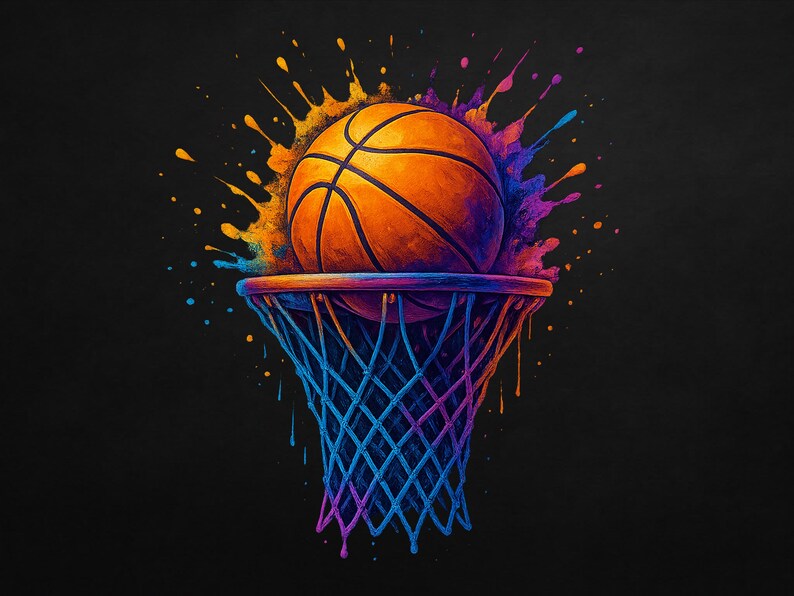 Basketball Drip Neon Paint Splatter PNG, Sublimation Design, Sports ...