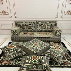 8" Thick Anatolian Grey Arabic Sofa Set,arabic Majlis,sectional Sofa ...