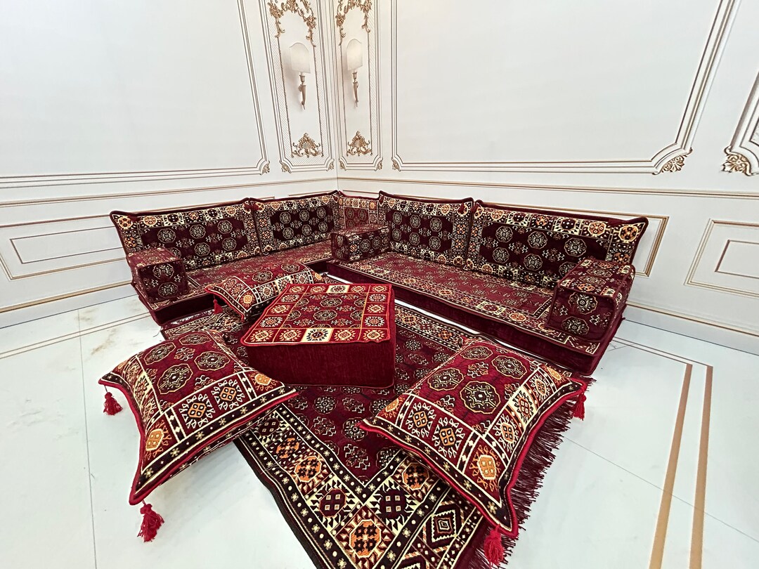 4" Thick L Shaped Ethnic Sofa Set,arabic Majlis,sectional Sofa,living ...
