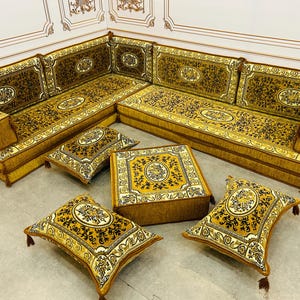 Arabic Sofa 8 Inch L Shaped Ottoman Floral Motif Frame Model, Arabic ...