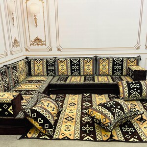 Luxury Ethnic Style Arabic Sofa 8 Inch L Shaped Dark Brown Color Arabic ...