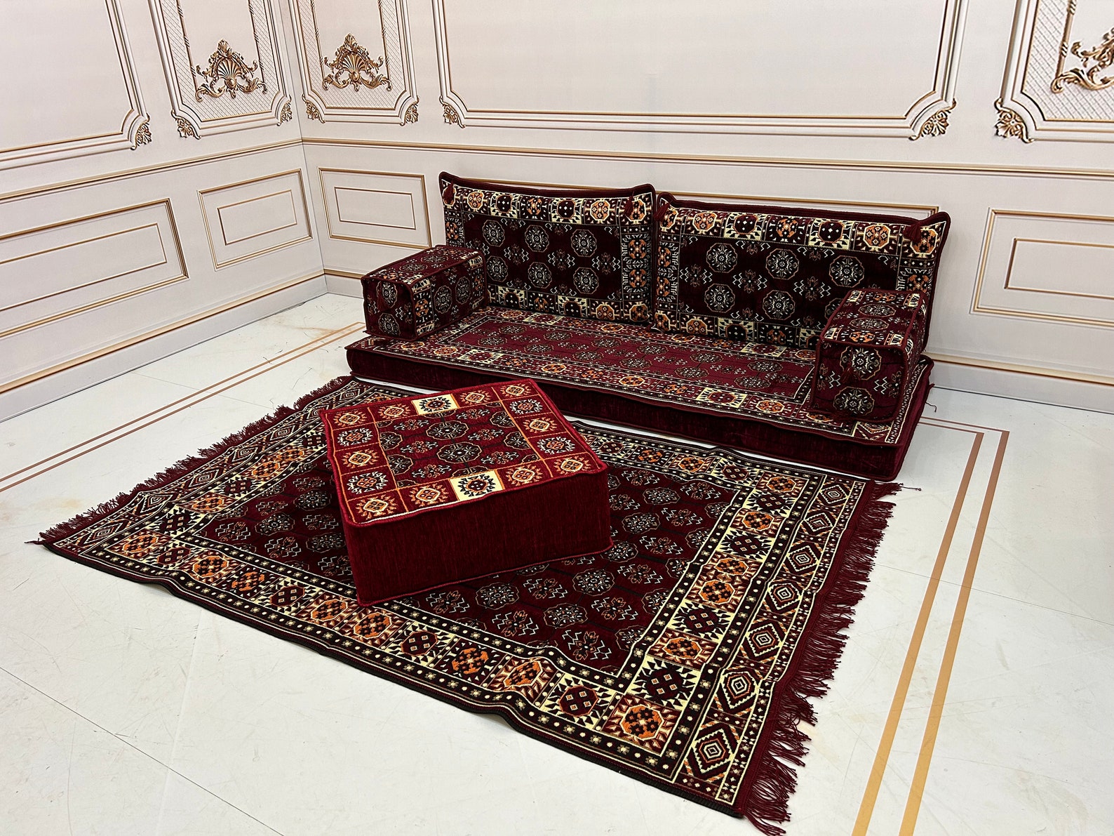 4 Thick Ethnic Floor Cushion Seating Couch,arabic Sofa,sectional Sofa ...