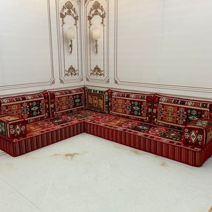 Arabic Sofa 8 Inch L Shaped Bodrum Milas Red Arabic Sofa Floor Seating Set,boho Floor Couches ...