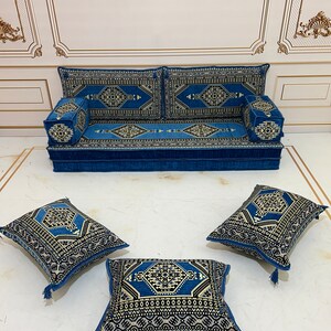 8" Thick Magic Blue Arabic Sofa Set,arabic Majlis,sectional Sofa,living ...