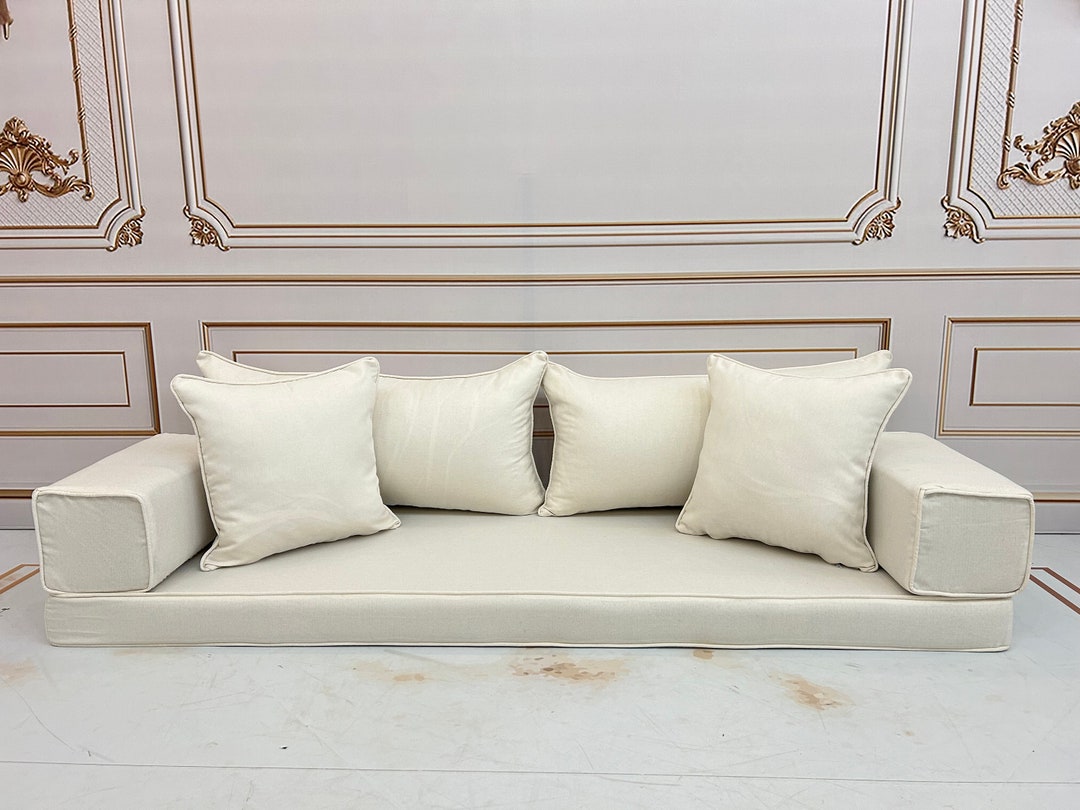 Premium İvory Color Linen Bench Cushion,boho Design Couch,arabic Style ...
