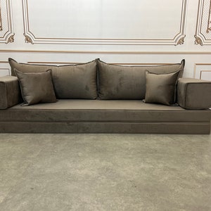 Mocha Color Loveseat Sofa Luxury Velvet Floor Seating Cushion Couch ...