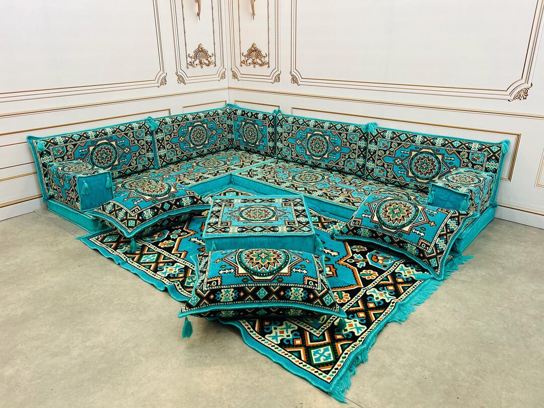 Moroccan Majlis Floor Cushion Set: Modular Sofa, Rug, Pillows - Etsy