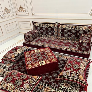 4" Thick Ethnic Floor Cushion Seating Couch,arabic Sofa,sectional Sofa,ottoman Couch, Kilim Rug ...