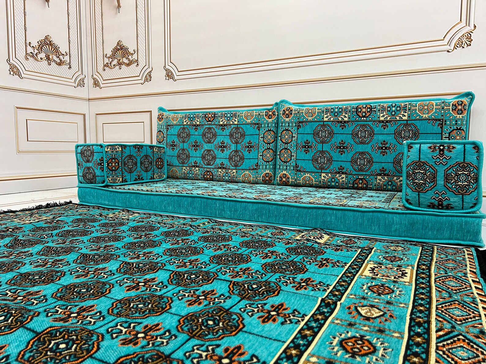 Royal Arabic Living Room Floor Seating Sofa Set,kilim Rug,floor Cushion ...