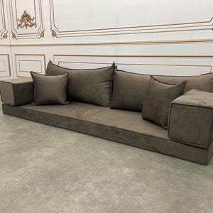 Mocha Color Loveseat Sofa Luxury Velvet Floor Seating Cushion Couch ...