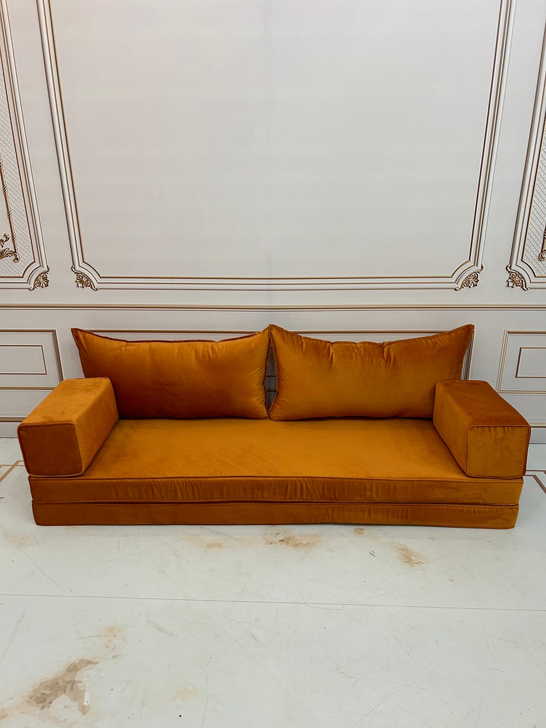Luxury Mustard Velvet Bench Cushion,boho Design Couch,arabic Style ...