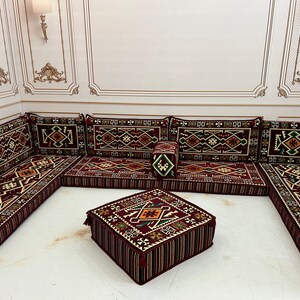 4'' Thick U Shaped Burgundy Sofa,arabic Majlis,sectional Sofa,living ...
