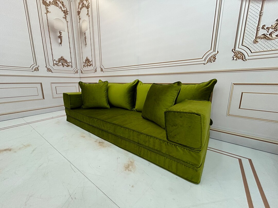 8'' Thick Henna Green Luxury Velvet Floor Seating Cushion Couch,velvet ...
