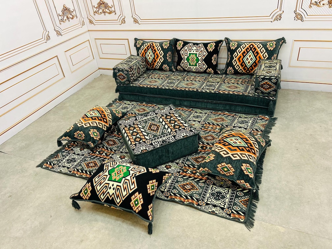 8" Thick Anatolian Motifs Arabic Sofa Set,arabic Majlis,sectional Sofa ...