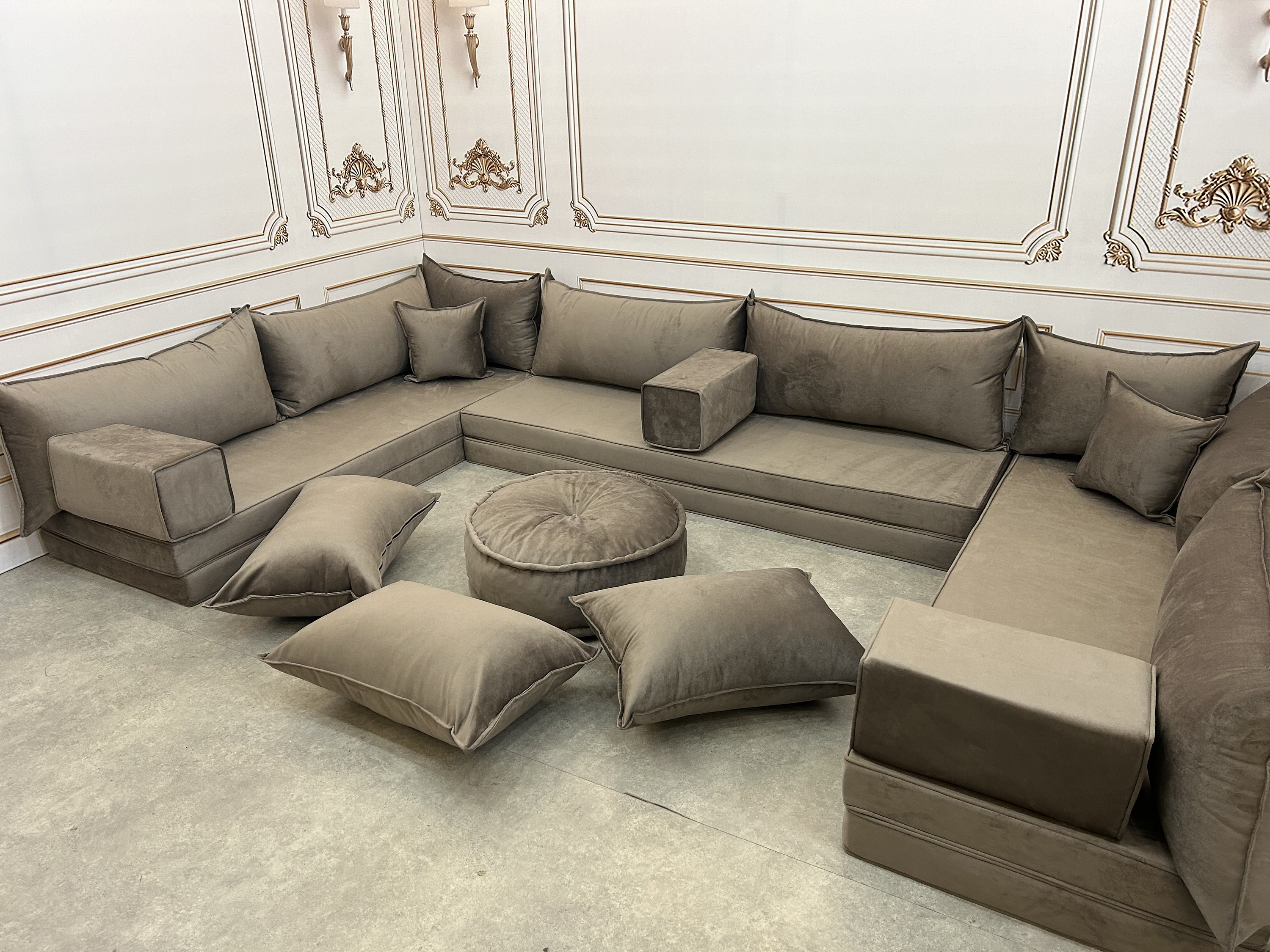 Mocha velvet sofa store