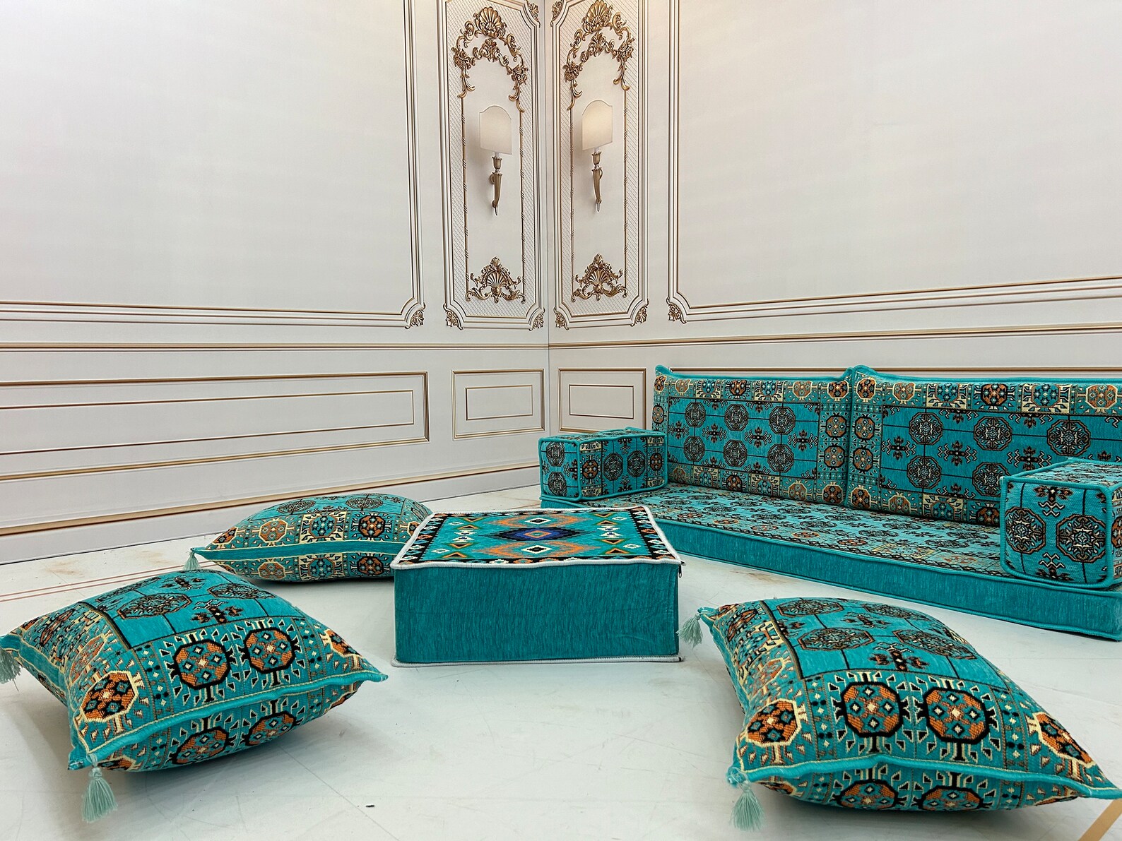 Royal Arabic Living Room Floor Seating Sofa Set,kilim Rug,floor Cushion ...