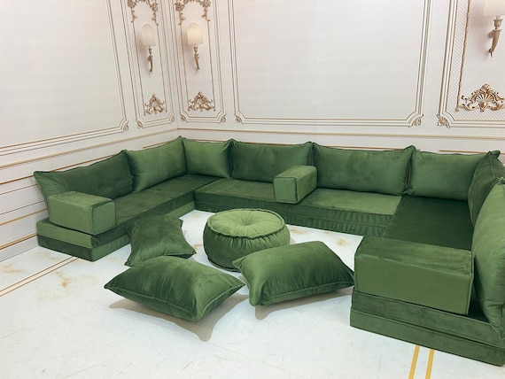 U Shaped Sofa Set Luxury Green Soft Velvet 8 Thick boho Design Couch arabic Style Majlis Sofa modern Livingroom Sofa velvet Sofa Etsy