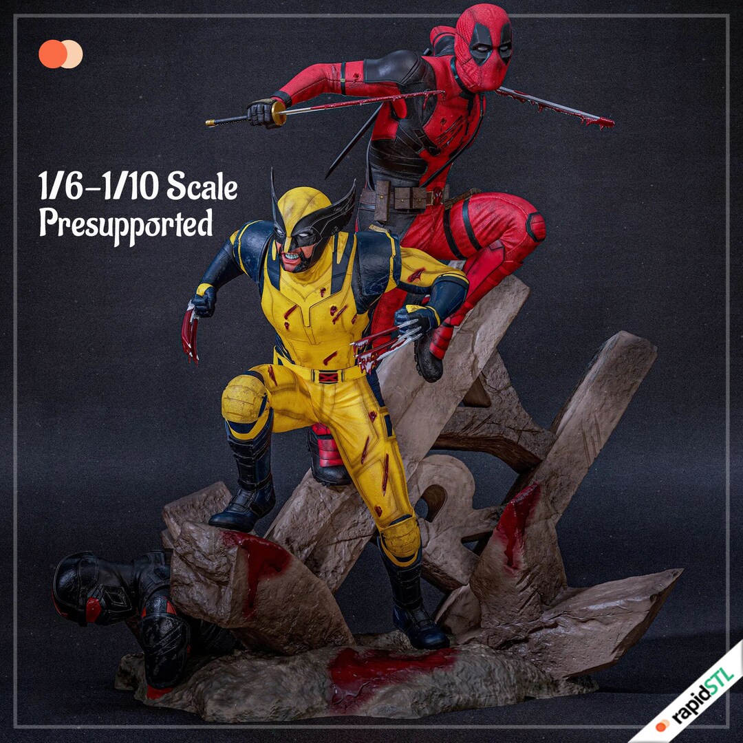Wolverine and Deadpool (presupported) | HQ Model Marvel STL Download ...