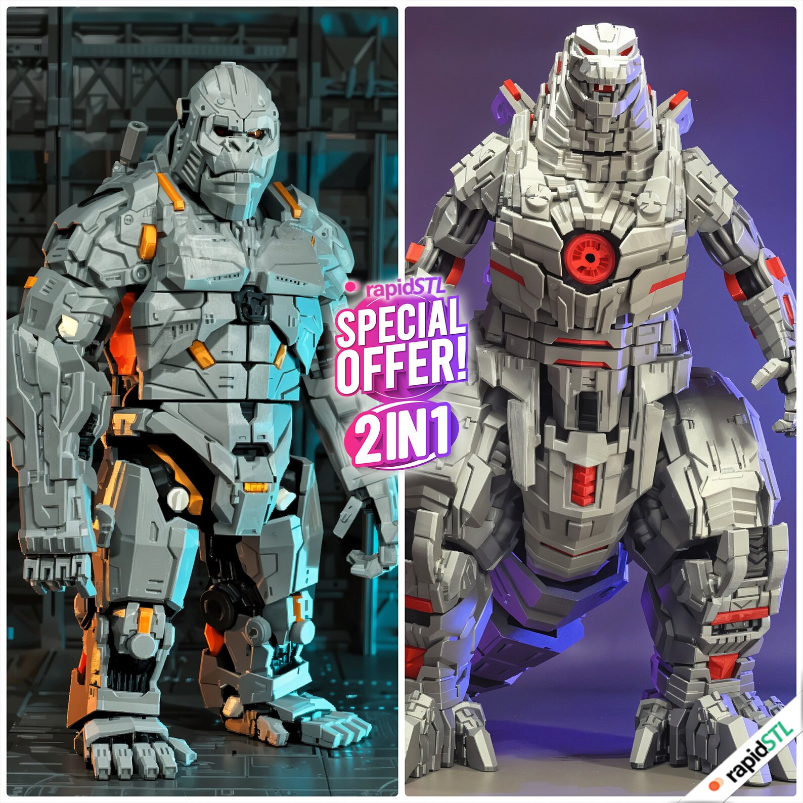 Mecha Kong Vs Mecha Godzilla 2in1 HQ Model STL for 3D Printing & Painting - Etsy UK