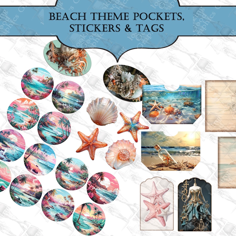 Complete Beach Digital Graphics Bundle ~ Use for Scrapbooks, Journals ...