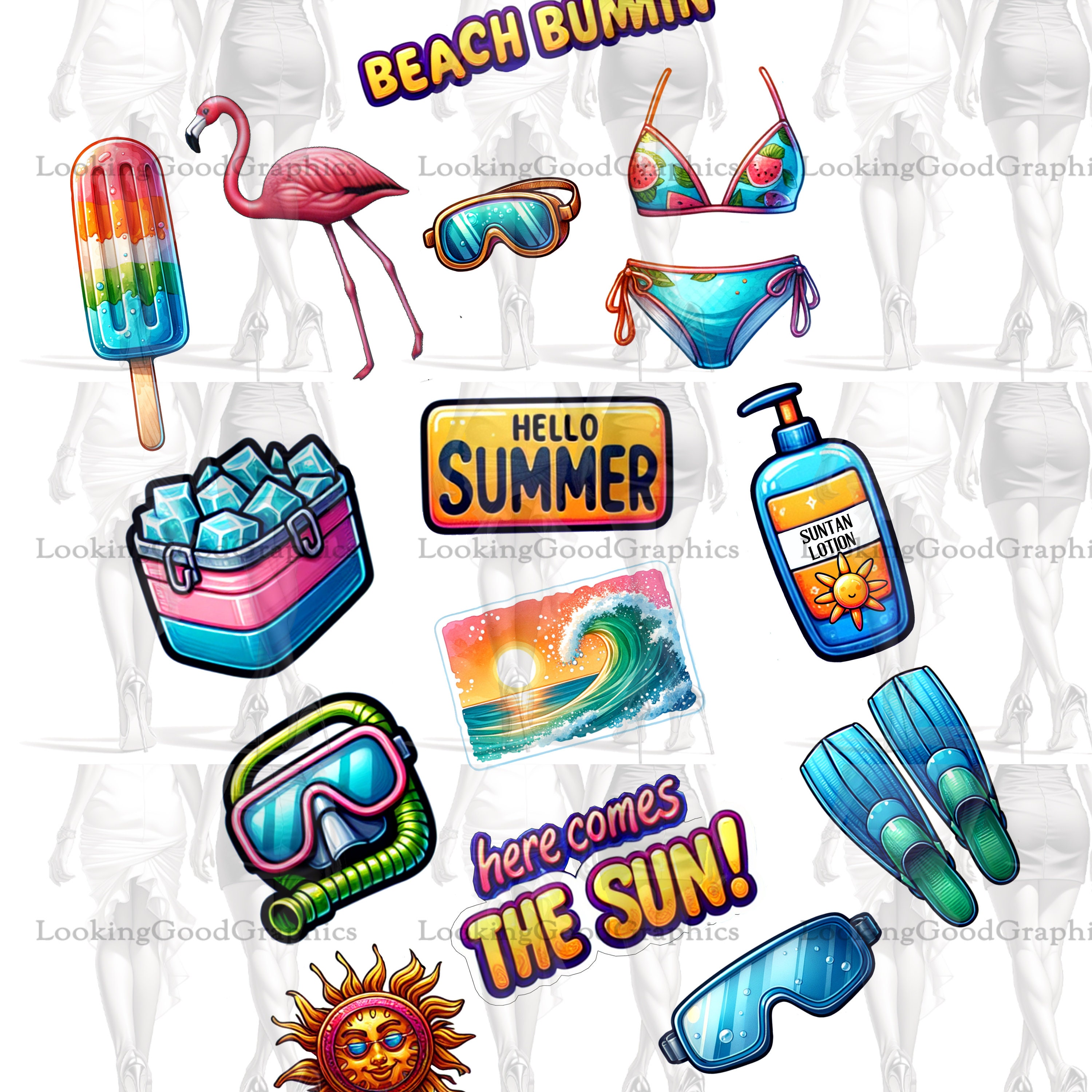 Fun Summer Stickers, Digital Download, Calender & Planner Stickers ...