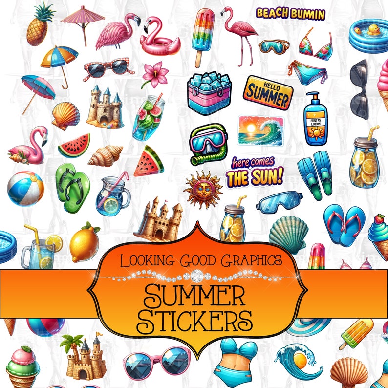 Fun Summer Stickers, Digital Download, Calender & Planner Stickers ...