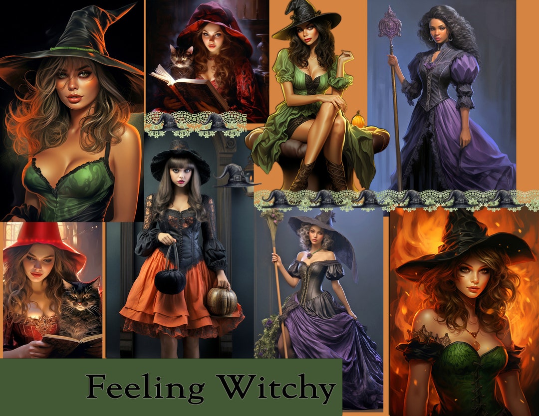 Feeling Witchy ~ Collection of Beautiful Witches in Colorful Witchy Garb and Activities ~ Bring ...