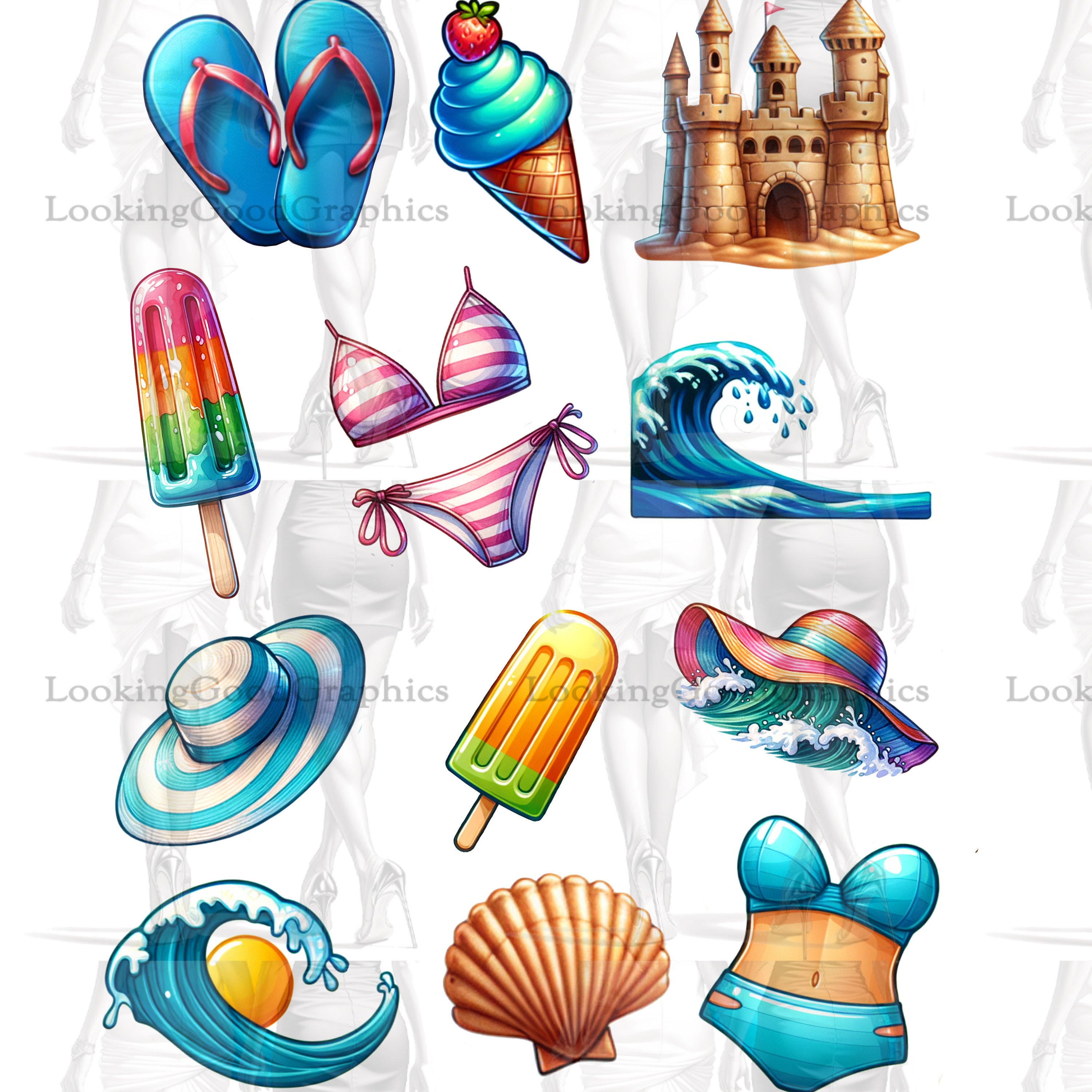 Fun Summer Stickers, Digital Download, Calender & Planner Stickers ...