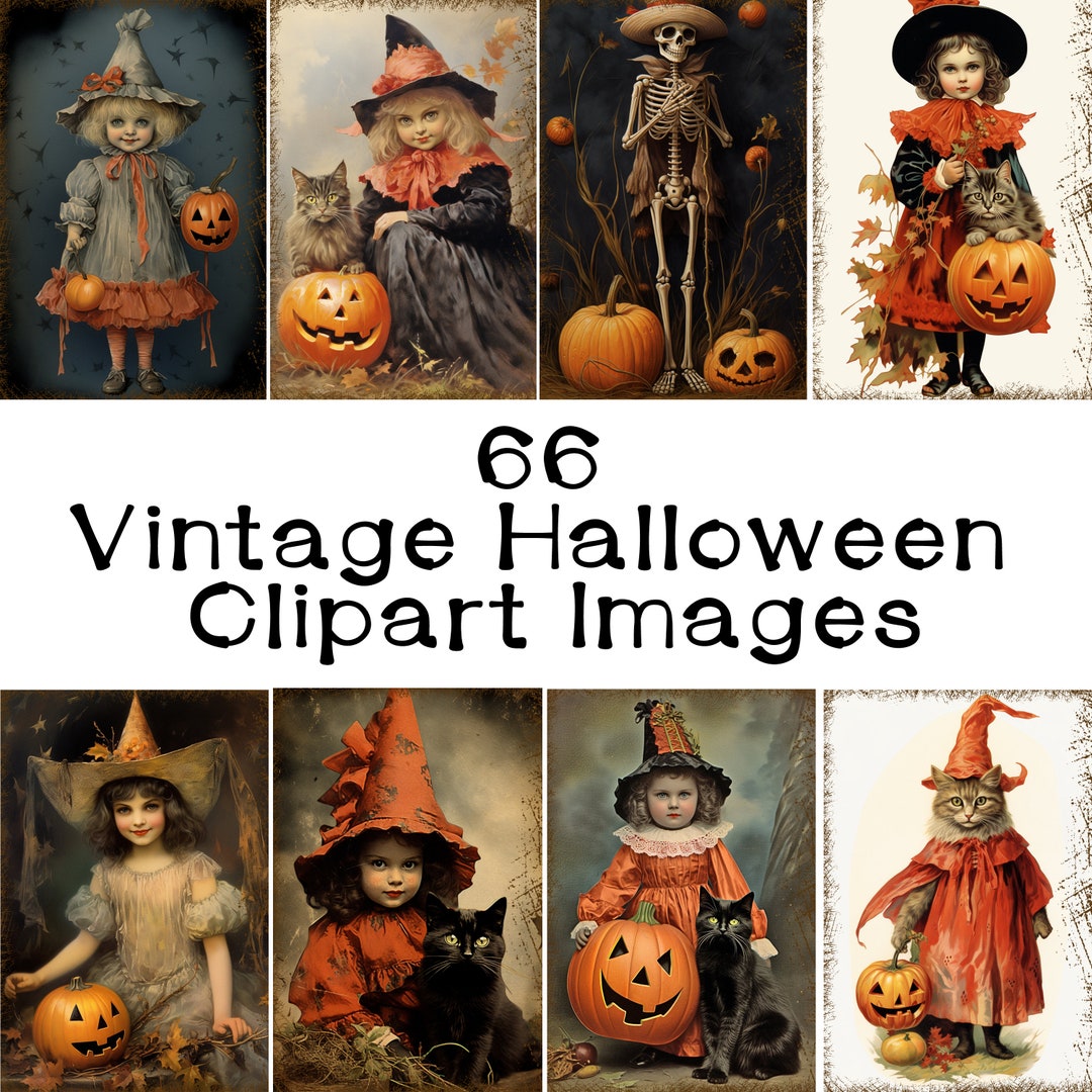 Vintage Inspired Halloween Clipart for Digital Download ~ 66 Images ...