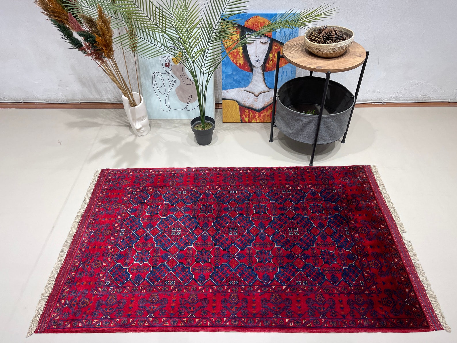 Handmade 3'1'' X 5'0'' Burgundy Khal Mohammadi Afghan Rug Oriental Wool ...