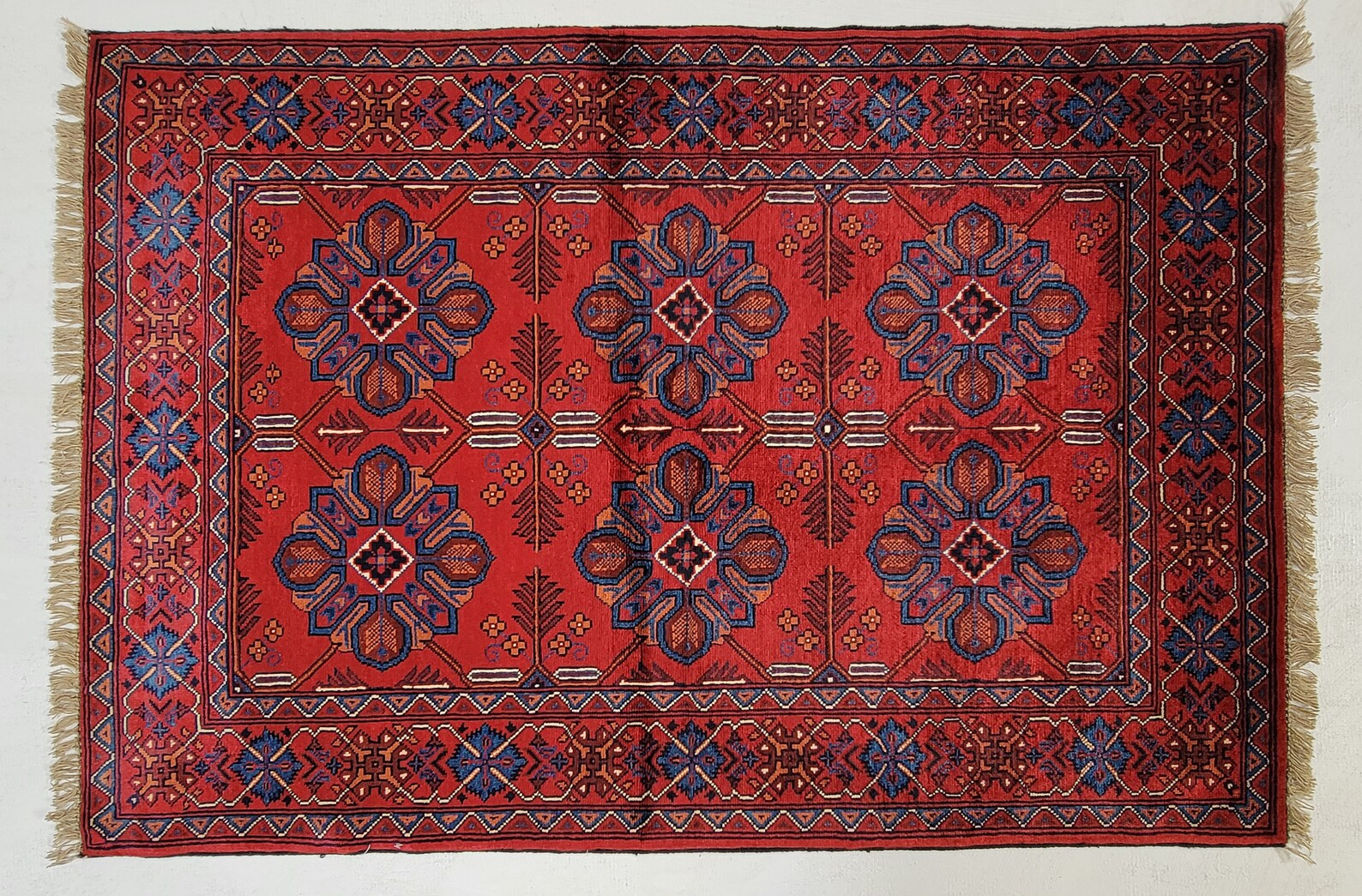 Handmade 3'4'' X 4'11'' Khal Mohammadi Afghan Rug Burgundy Oriental ...