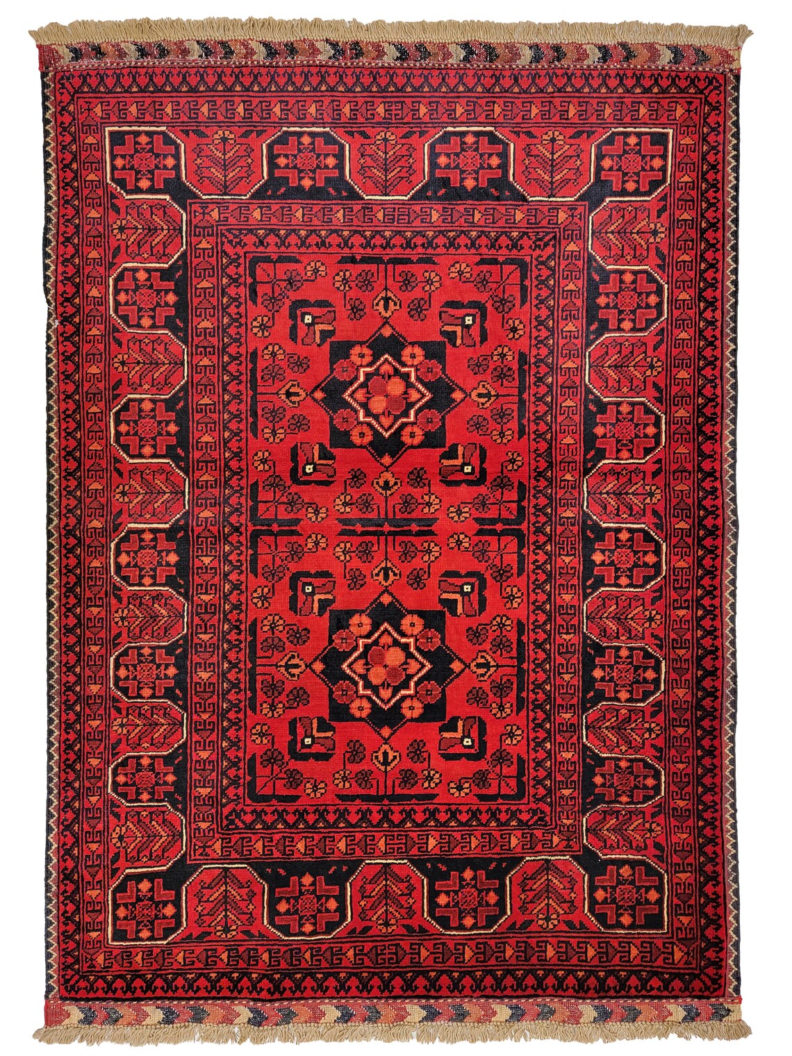 Handmade 3' X 4' Small Khal Mohammadi Afghan Rug Veg Dye Red Oriental ...