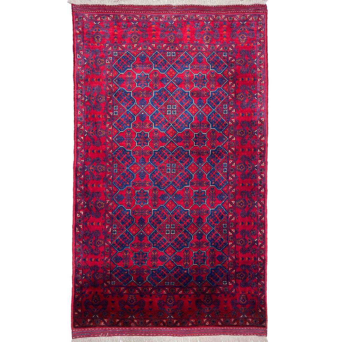 Handmade 3'1'' X 5'0'' Burgundy Khal Mohammadi Afghan Rug Oriental Wool ...