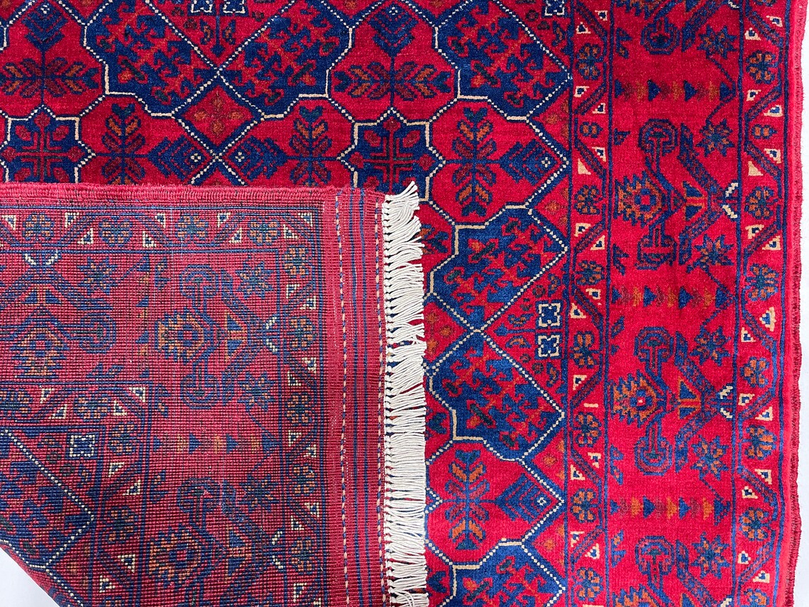 Handmade 3'1'' X 5'0'' Burgundy Khal Mohammadi Afghan Rug Oriental Wool ...