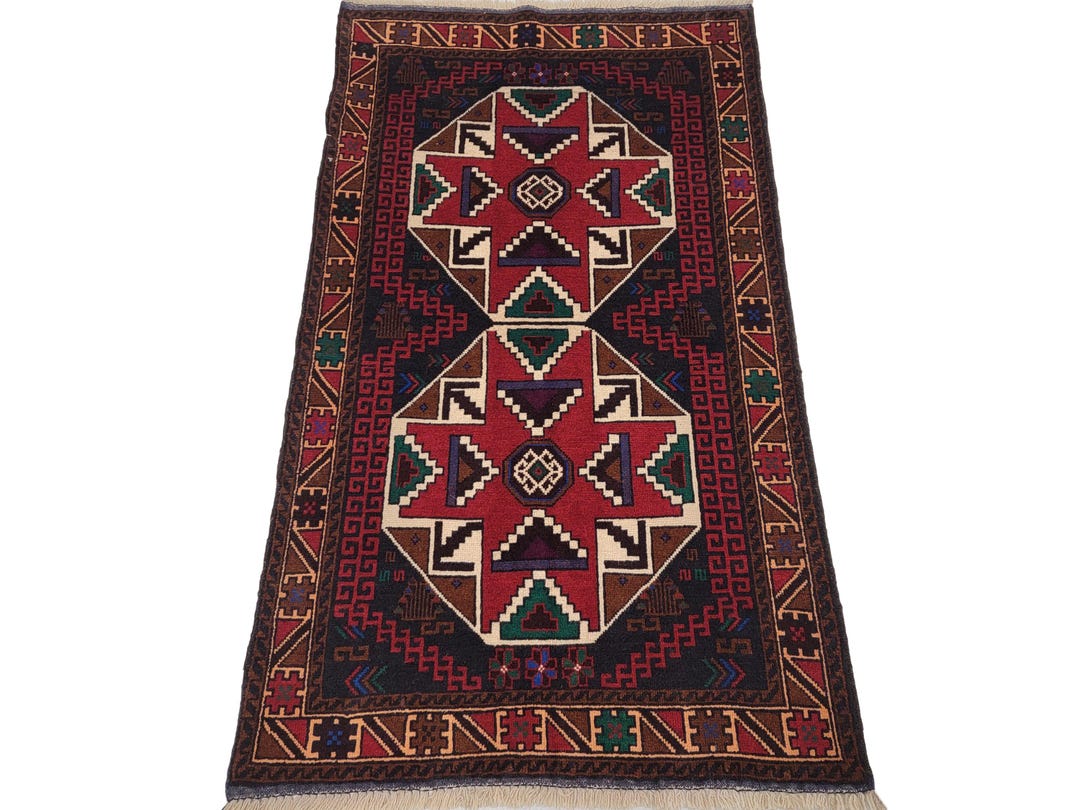 Handmade (2'8" X 4'8") Nomadic Balochi Wool Rug - Oriental Rug - Afghan ...