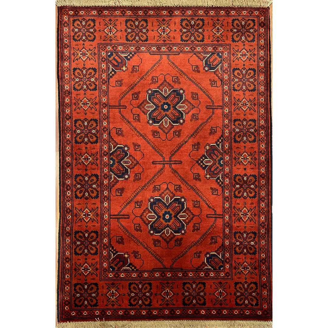 Handmade (2'8'' X 4'0'') Khal Mohammadi Afghan Rug - Vegetable Dye ...