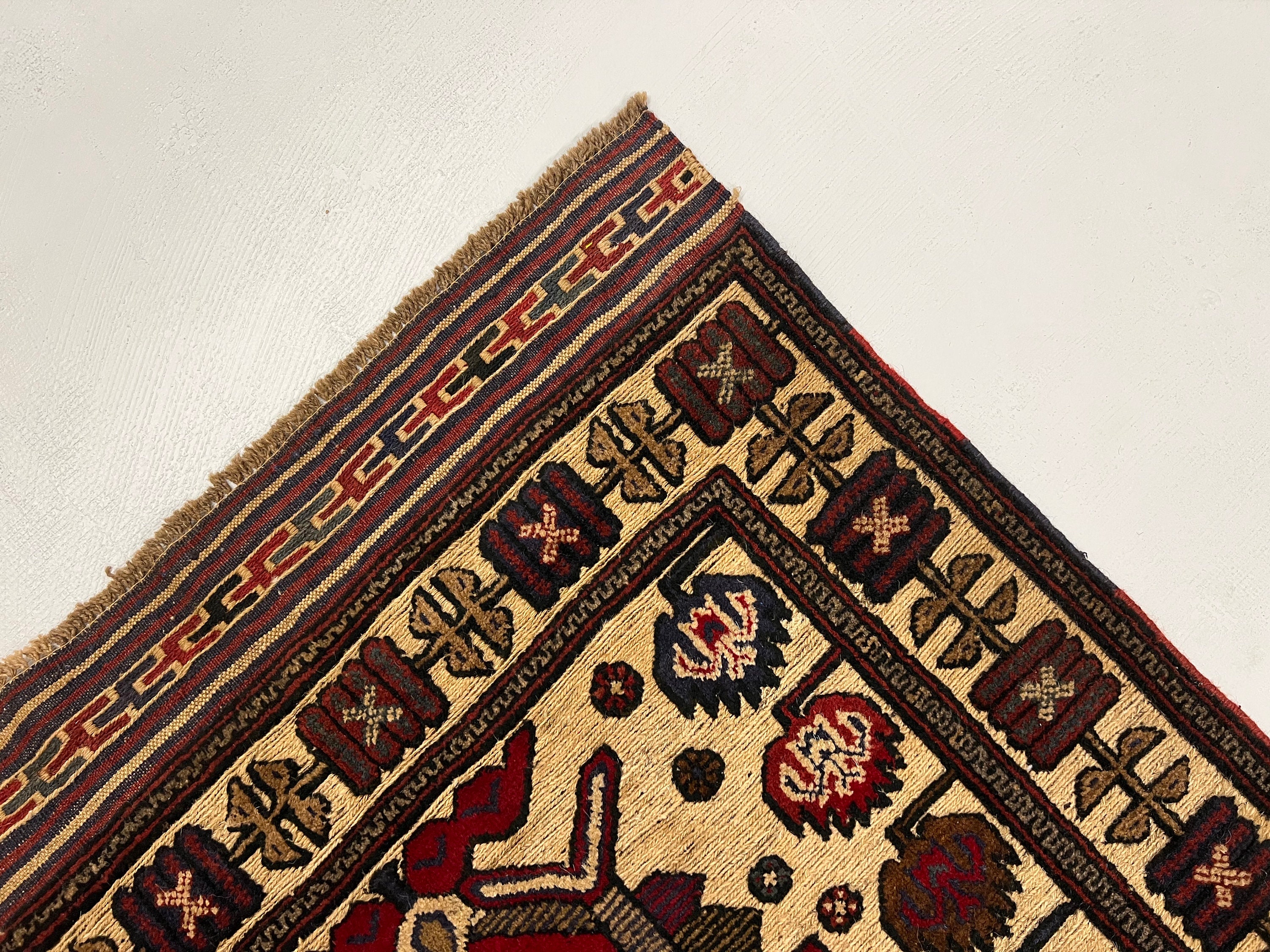 Handmade 3' X 5' Nomadic Balochi Wool Small Oriental Rug High and Low ...