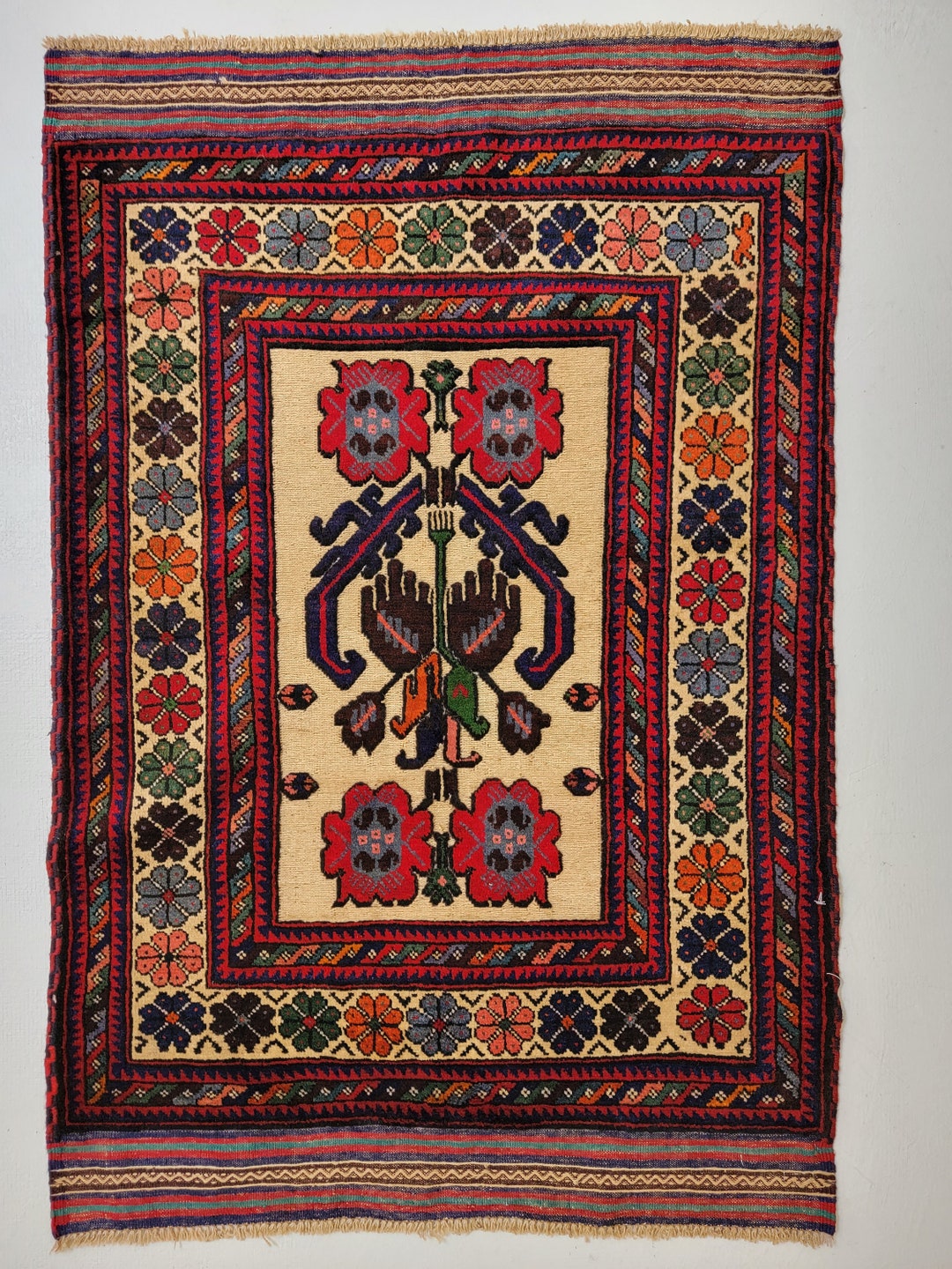 Handmade (3' X 4'6") Nomadic Balochi Wool Small Oriental Rug - High and ...