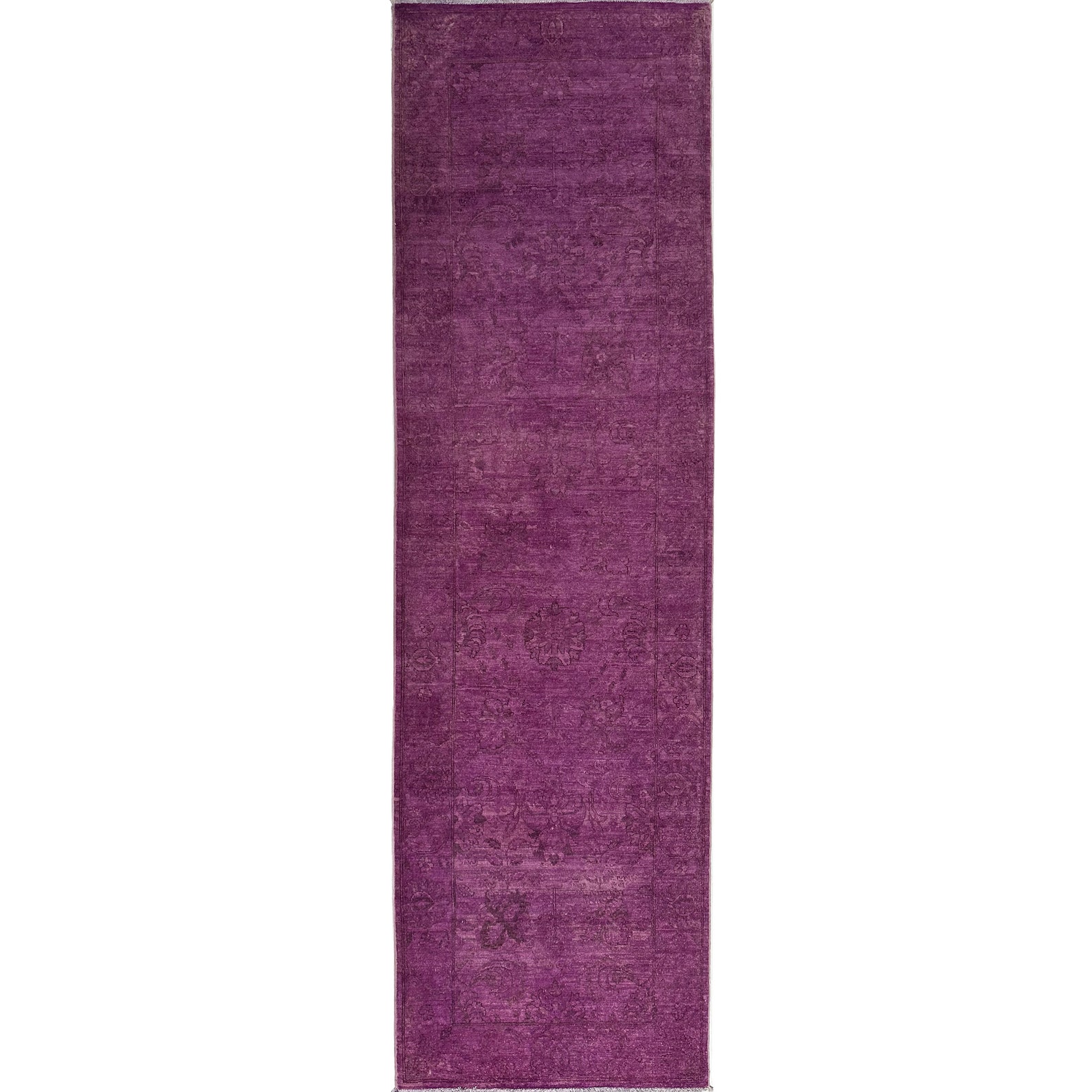 Handmade (3' X 10') Purple Over-dye Oriental Wool Afghan Runner Rug ...
