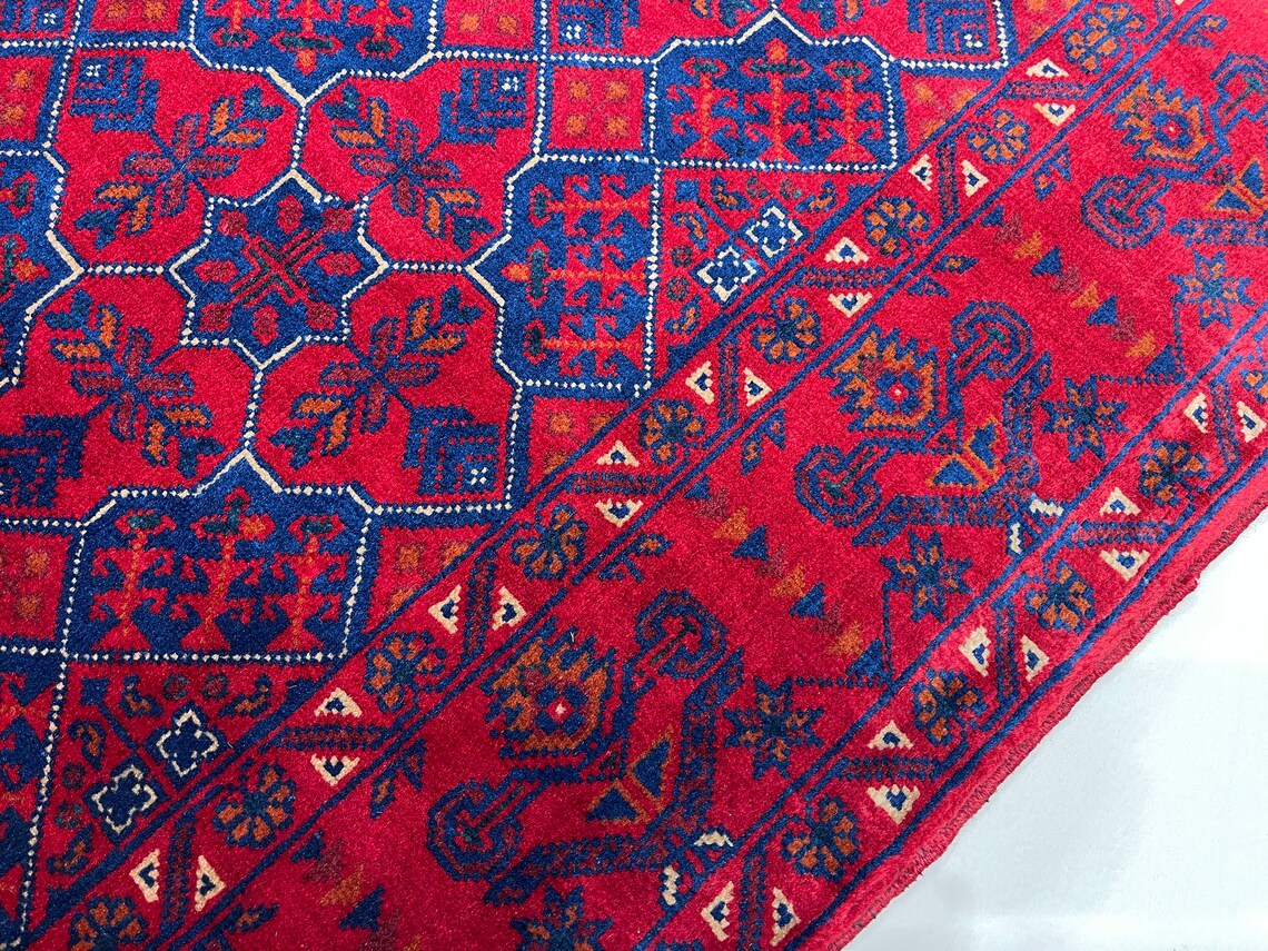 Handmade 3'1'' X 5'0'' Burgundy Khal Mohammadi Afghan Rug Oriental Wool ...