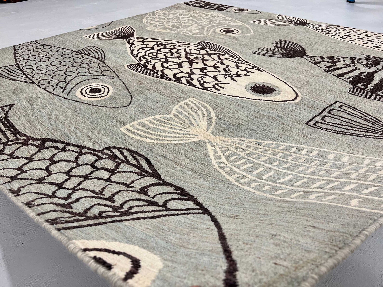Handmade 8' X 8' Kids Room Fish Rug Square Gabbeh Wool Area Rug ...