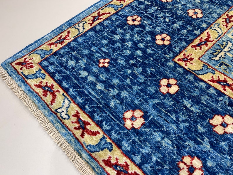 Handmade 8'4'' X 10'7 Blue Afghan Mamluk Medallion Area Rug Veg Dye ...