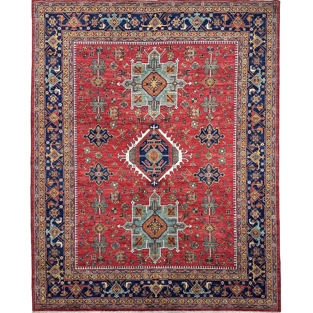 Handmade (8' X 10') Red Oriental Afghan Tribal Wool Area Rug for Living ...