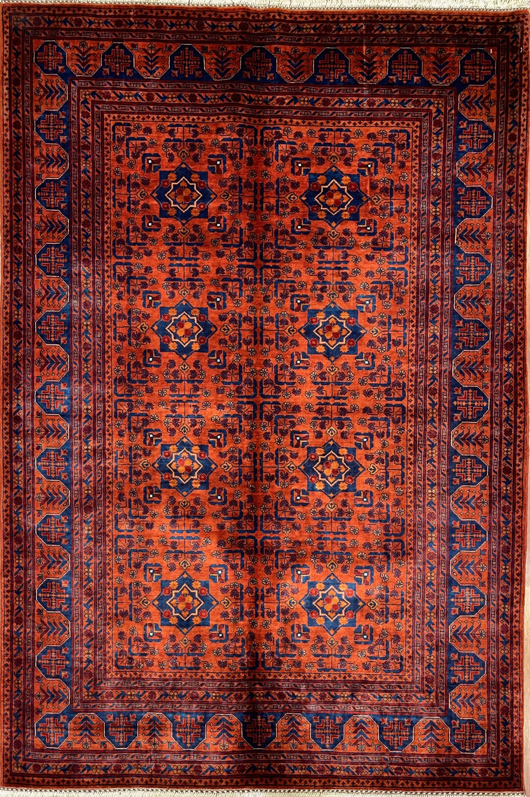 Handmade (4' X 6') Fine Belgique Khal Mohammadi Afghan Rug - Rust Red ...